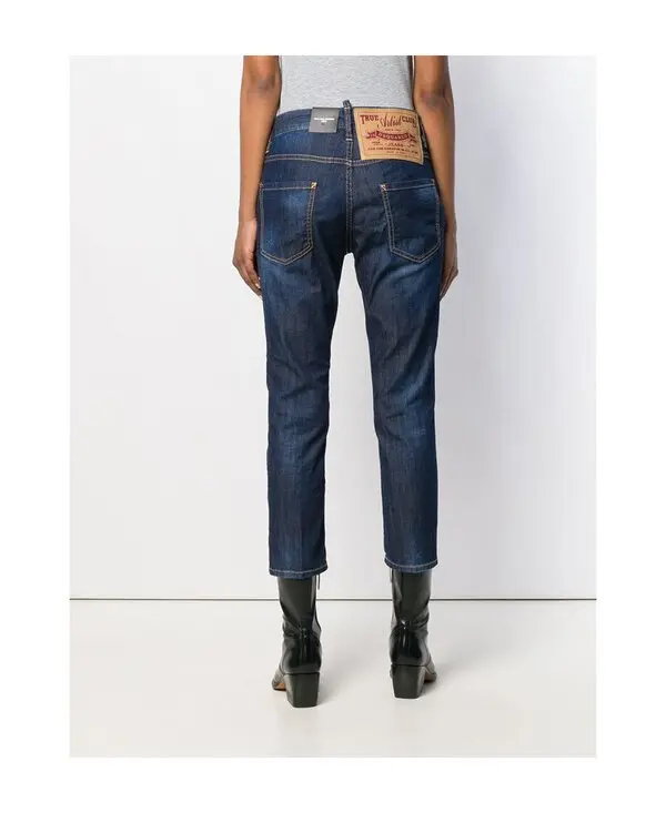 Dsquared2 Cropped Girlfriend Fit Jeans - Blue