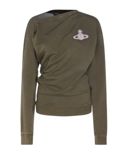 VIVIENNE WESTWOOD Asymmetrical Logo Sweatshirt - Khaki