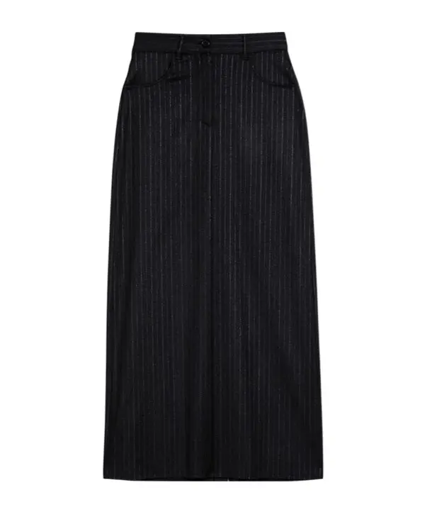 DEPARTMENT 5 Pinstriped Maxi Skirt With Rear Slit