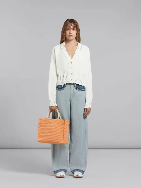 Marni Tropicalia Logo Embroidered Tote Bag - Brown