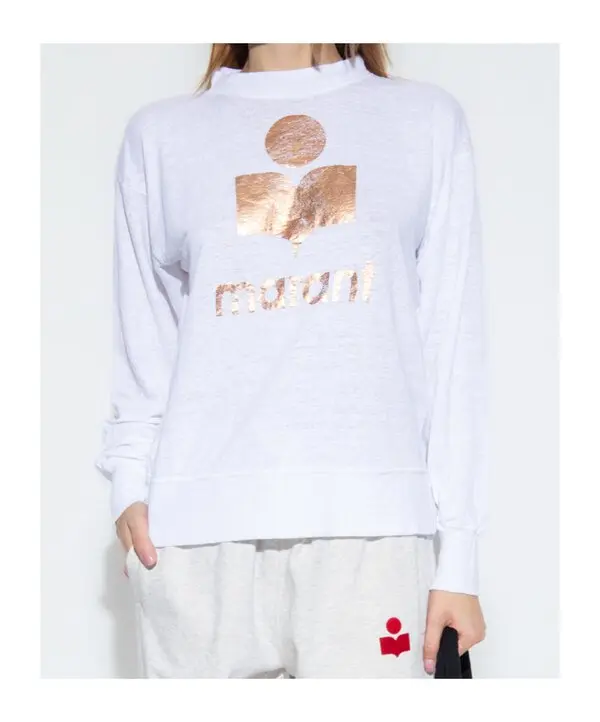 Isabel Marant Étoile Long-sleeve Hoodie With Logo Print - White