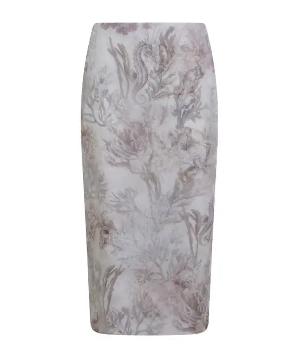 Max Mara Ultimo Printed Midi Pencil Skirt - Gray
