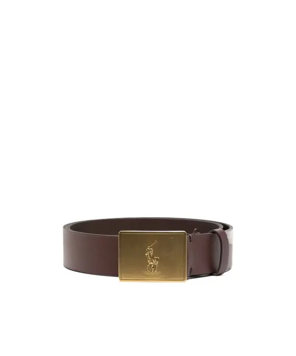 Polo Ralph Lauren Leather Belt With Polo Pony Logo Buckle - Brown