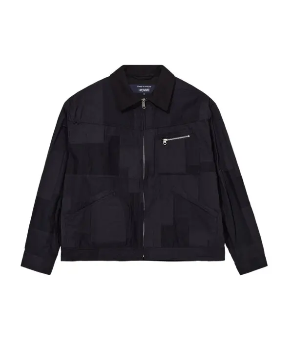Comme Des Garçons Long Sleeve Collared Zip Up Jacket - Black