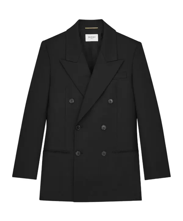 Saint Laurent Double-breasted Long-sleeved Blazer - Black