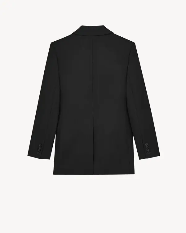Saint Laurent Double-breasted Long-sleeved Blazer - Black