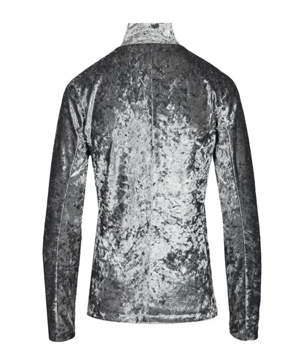 FORTE_FORTE Iridescent Velvet High-collar Top - Gray