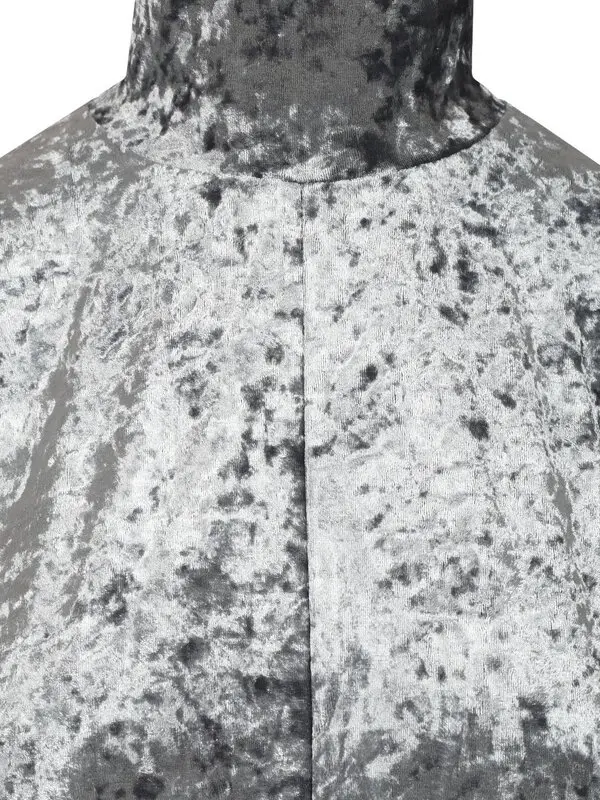 FORTE_FORTE Iridescent Velvet High-collar Top - Gray