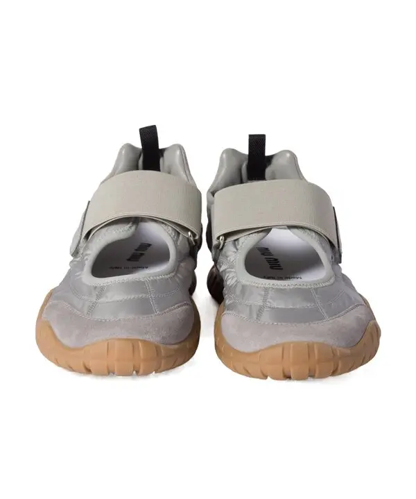 Miu Miu Round-toe Ballet Flats With Hook-and-loop Buckle - Cloud Gray