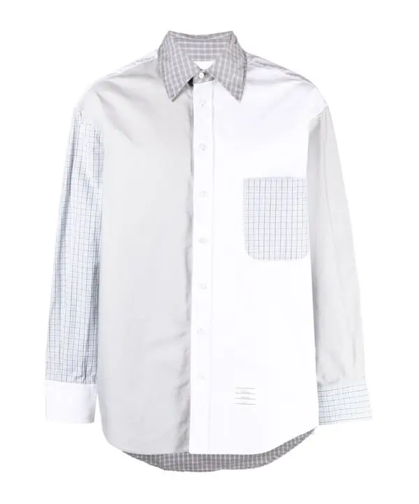 Thom Browne Logo Patch Panelled Shirt - White