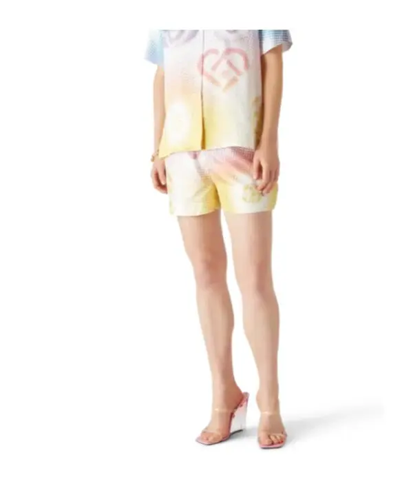 Casablanca Halftone Logo Print Silk Shorts - Color