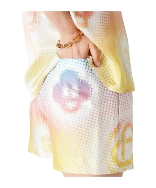 Casablanca Halftone Logo Print Silk Shorts - Color
