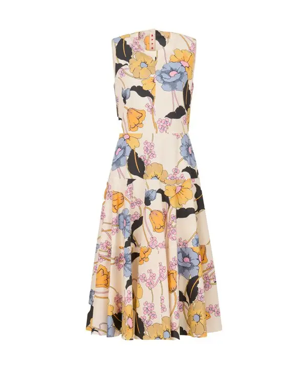 Marni Melodia Print Poplin Midi Dress