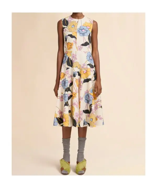 Marni Melodia Print Poplin Midi Dress