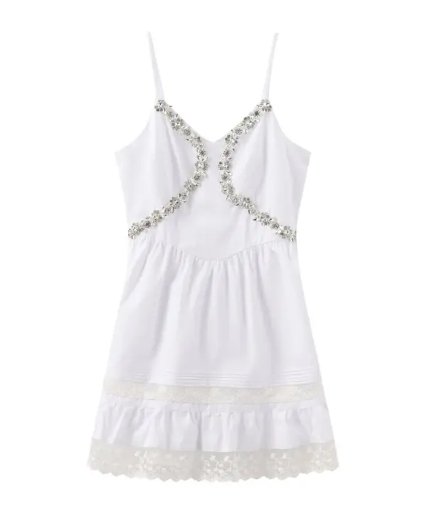 Marissa Chiara Embellished Spaghetti Strap Dress - White