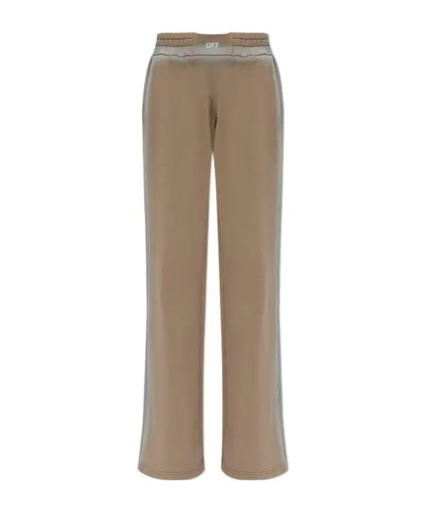 Off-White Spray Effect Logo Printed Track Pants - Beige