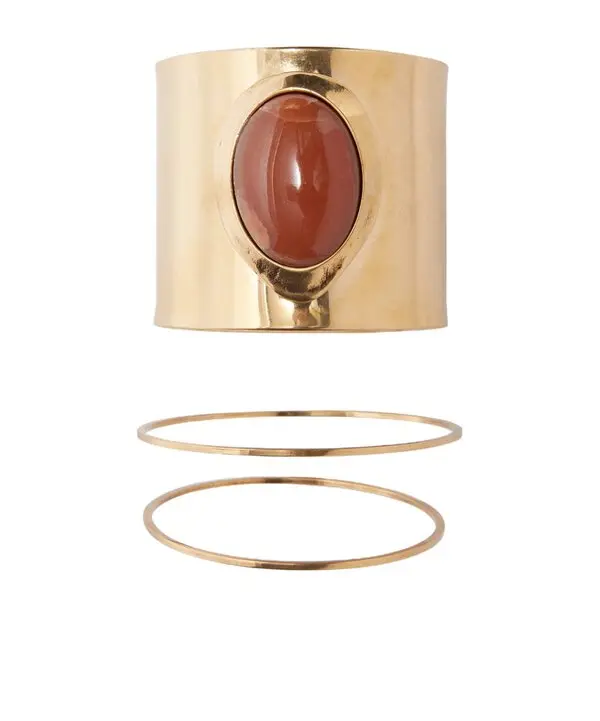 Ermanno Scervino Rigid Band Bracelet With Semi-precious Stone Cabochon - Gold