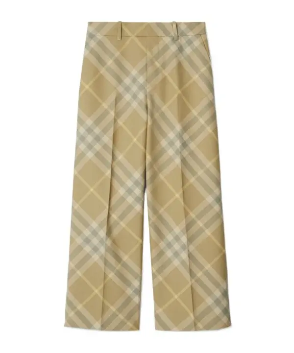Burberry Check-printed Straight-leg Tailored Trousers - Nude