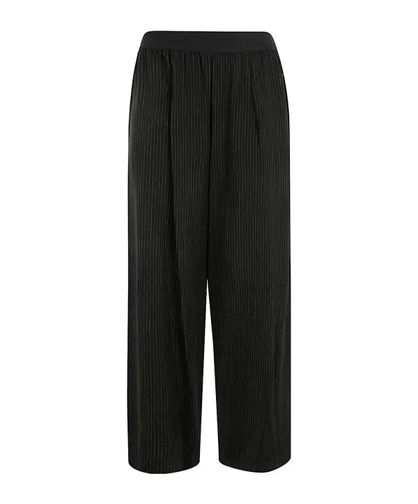 MARIA CALDERARA Pinstripe Wide Leg Pants - Black