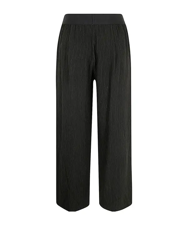 MARIA CALDERARA Pinstripe Wide Leg Pants - Black