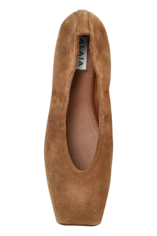 Alaïa Square Toe Ballet Flats - Brown