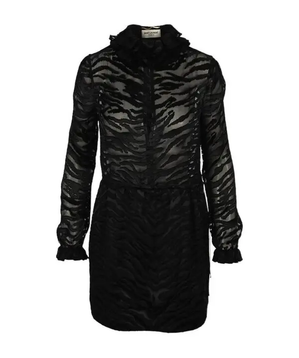 Saint Laurent Zebra Print Sheer Mini Dress
