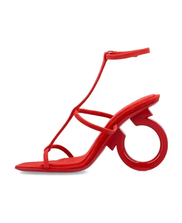 FERRAGAMO Elina Square-toe Heeled Sandals - Red