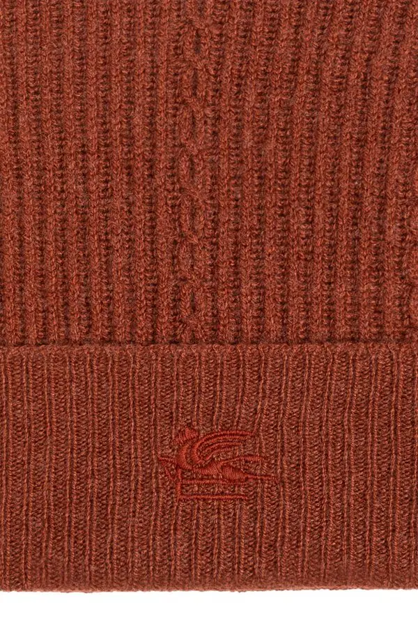 Etro Logo Embroidered Knitted Beanie - Brown