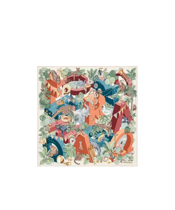 FERRAGAMO Jungle Party Print Silk Scarf - Multicolor