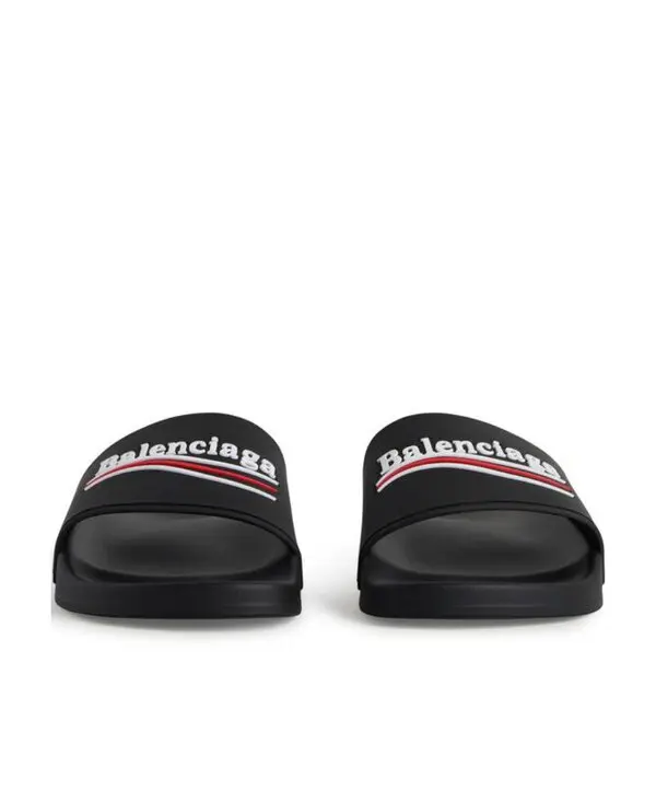 Balenciaga Logo Detailed Slip-on Sandals - Black