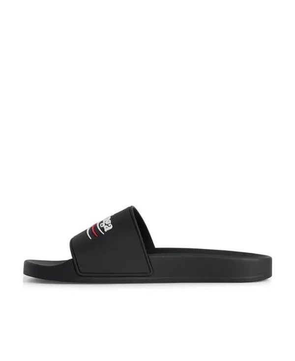 Balenciaga Logo Detailed Slip-on Sandals - Black