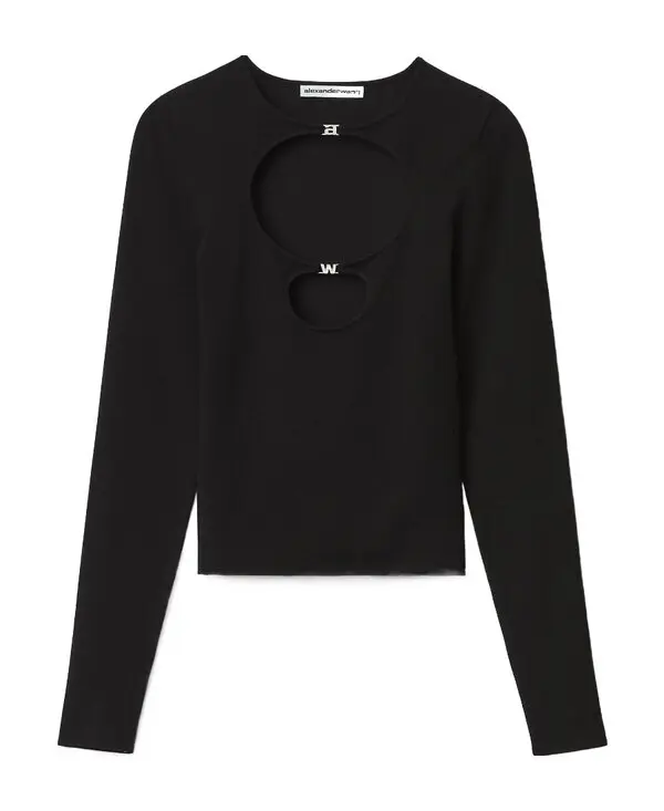 Alexander Wang Cut-out Long Sleeve Top - Black