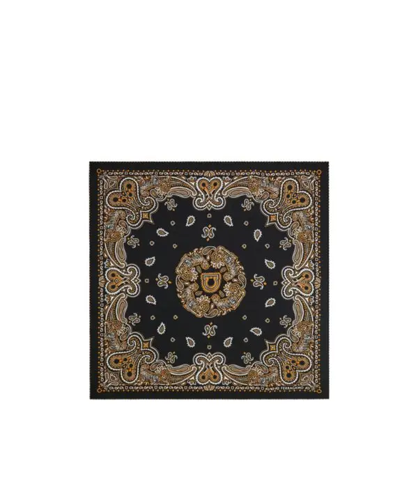 FERRAGAMO Paisley Print Silk Scarf - Black