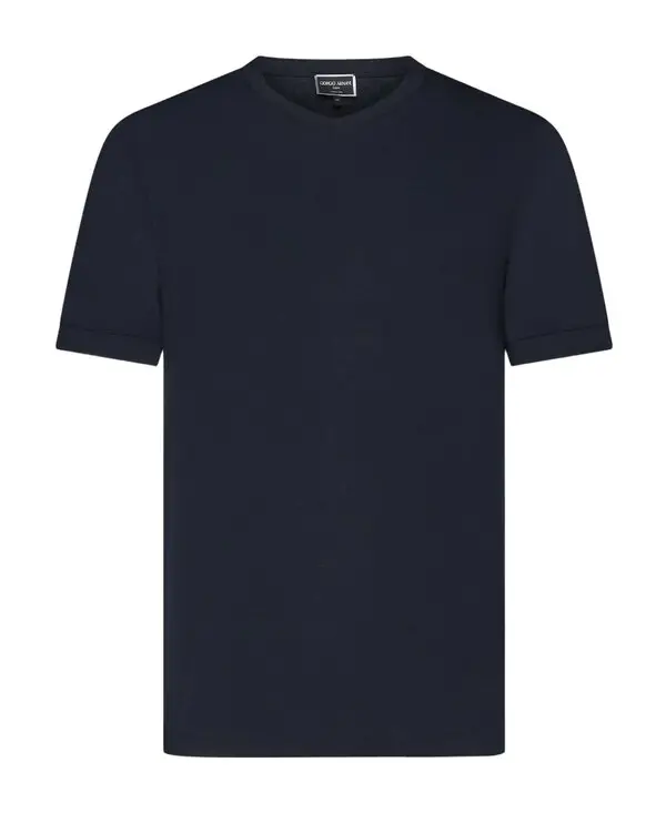 Giorgio Armani Icon V-neck Short-sleeved T-shirt - Blue
