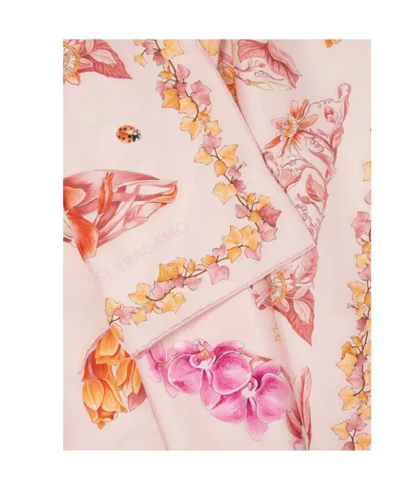 FERRAGAMO Eden Shoes Printed Square Scarf - Pink