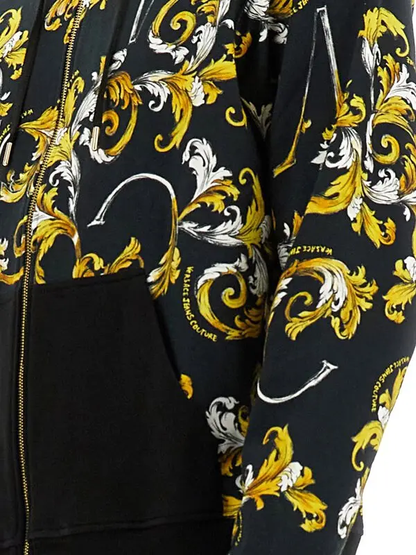 Versace Baroque Printed Zipped Hoodie - Black