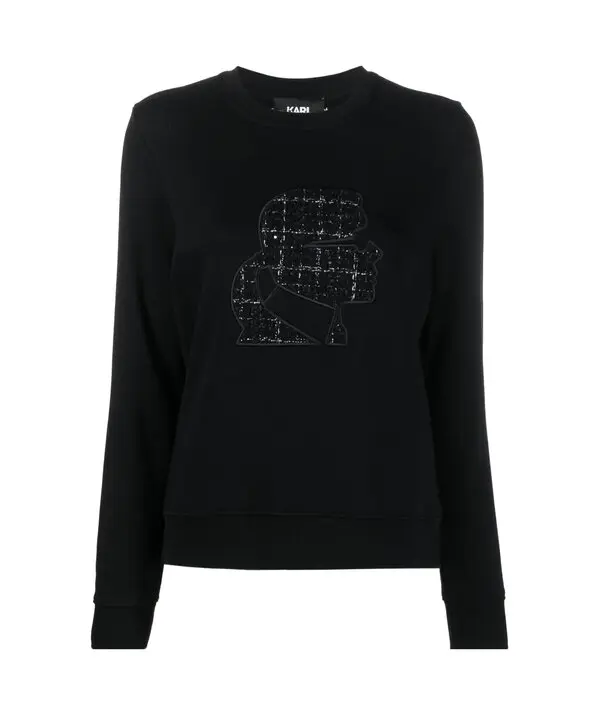 Karl Lagerfeld Bouclé Karl Profile Crew-neck Sweatshirt
