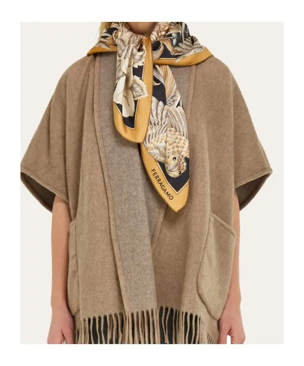 FERRAGAMO Arrots Printed Square Scarf - Nude