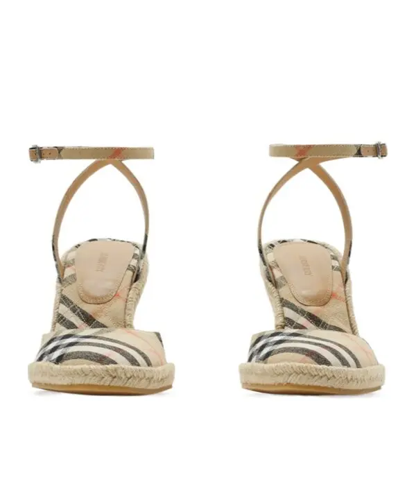 Burberry Checked Wedge Espadrille Sandals