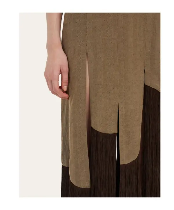 FERRAGAMO Sleeveless Maxi Dress With Fringe Detail