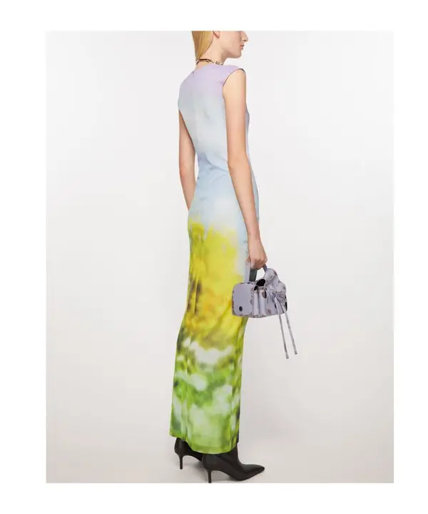 Acne Studios Sleeveless Maxi Dress With Fuzzy Landscape Print