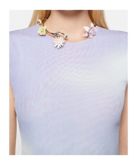 Acne Studios Sleeveless Maxi Dress With Fuzzy Landscape Print - Blue