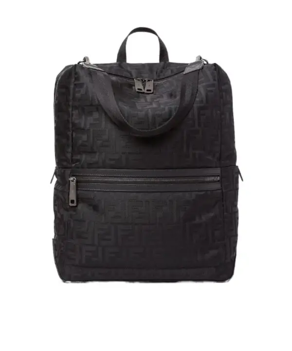 Fendi Ff Jacquard Backpack - Black
