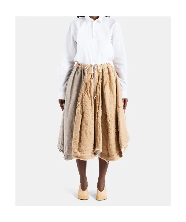Comme Des Garçons Midi Skirt With Drawstring And Raw Edge