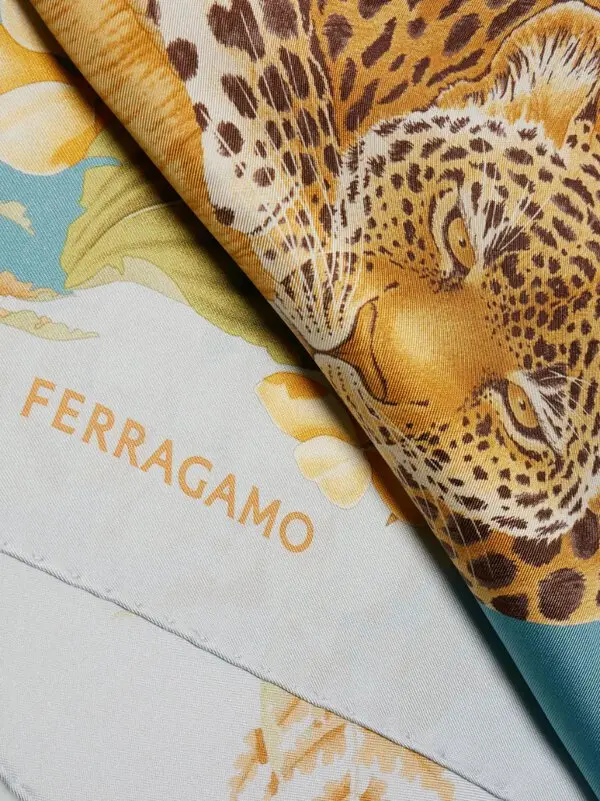 FERRAGAMO Jungle Print Silk Scarf - Nude