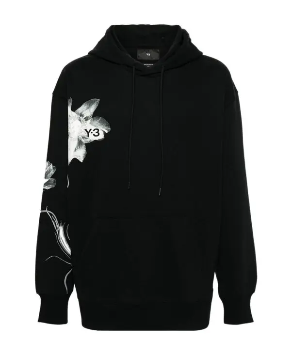 Y3 Floral Print Drawstring Hoodie