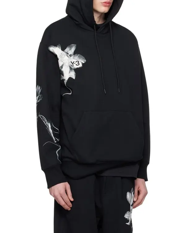 Y3 Floral Print Drawstring Hoodie