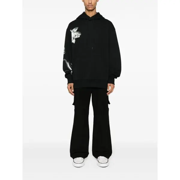 Y3 Floral Print Drawstring Hoodie