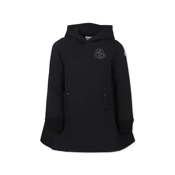 Moncler Hooded Dress With Embellished Logo
