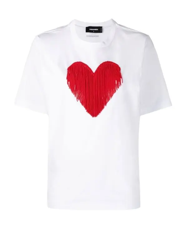 Dsquared2 Embellished Heart Crewneck T-shirt - White